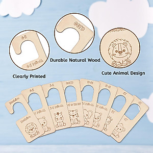 Focal20 12 Pcs Wooden Baby Closet Dividers for Clothes Organizer Animal Theme Baby Closet Size Dividers from Newborn to 4T Baby Clothes Hanger Dividers for Baby Girls Boys Gift Nursery Baby Shower