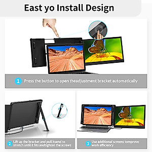 CIDETTY P1 Plus 13.3" Portable Monitor for Laptop, 2021 New Full HD IPS 1080P Display Laptop Screen Extender, Dual Laptop Monitor Screen for 13.3"-16.5" Laptops/PS5/Switch (Dual Monitor)