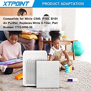 4 Pack C545 Replacement Filter S Compatible with Winix C545 Air Purifier, C545 True HEPA Replacement Filter S, Replaces for Winix C545 Replacement Filter S 1712-0096-00
