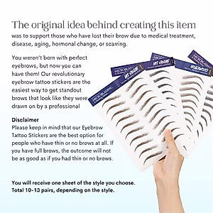 Bliss and Beyond USA | Men Waterproof Eyebrow Tattoo Stickers. A real hair stroke look. Hair replacement without surgery. Solution for hair loss. Bushy Tinted eyebrow tattoos. (MEN)