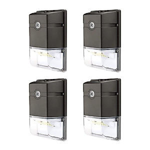 Xbuyee LED Wall Pack Light 35W, 3850 Lumens Replaces 150W HPS/HID Exterior Lights, Photocell Dusk to Dawn LED Outdoor Lighting, 5000K 100-277V IP65 Waterproof ETL Listed (4-Pack)
