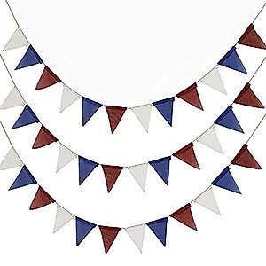 WZ 39 Feet USA Independence Day Pennant Banner,36 pcs Red White Blue Burlap Flags For 4th of July Independence Day Indoor Outdoor Decoration