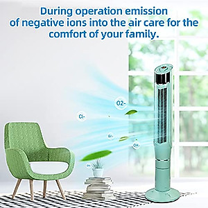 R.W.FLAME Tower Fan,360° oscillating standing fan, Room Fan, Portable Bladeless, Quiet Floor Fan with Remote, 8 Speeds, 3 Modes, 24H Timer for Bedroom, and Home Office Use (47-inch, GREEN)