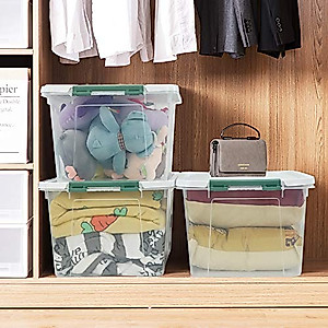 Saedy 6 Pcs Large Clear Storage Box, 35 Qt Plastic Bins with Lids for Versatile Storage