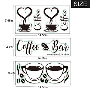 3 PCS Coffee Wall Decor Sticker Coffee Signs for Coffee Bar Kitchen Wall Stickers,Removable DIY Vinyl Mug Decal Wallpaper for Coffee Bar Restaurant Kitchen Home Office Shop Hotel Wall Decoration