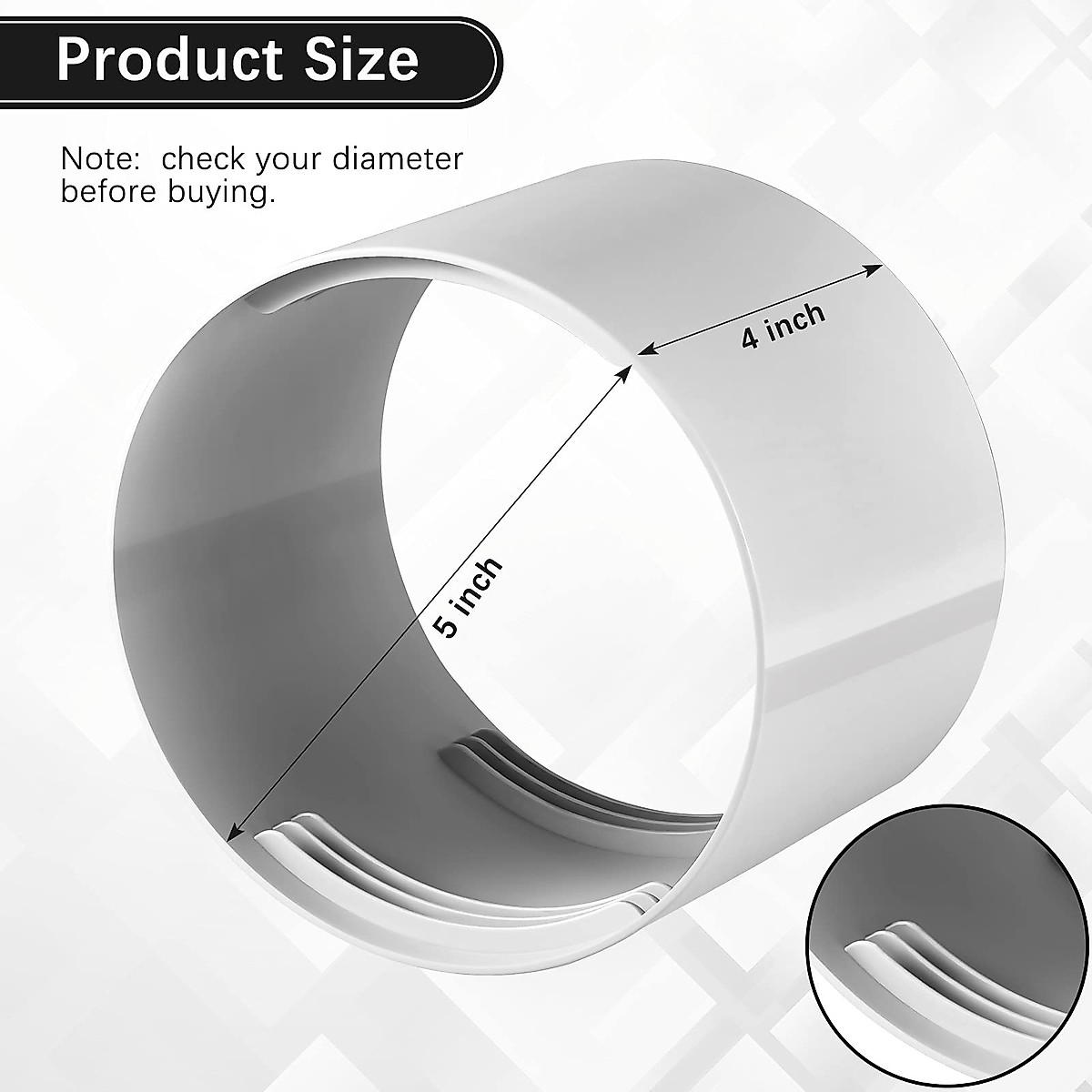 5 Inch Portable Air Conditioner Exhaust Hose Coupler Connector Exhaust Tube Connector Conditioner Round Air Exhaust Tube for Portable Air Conditioner