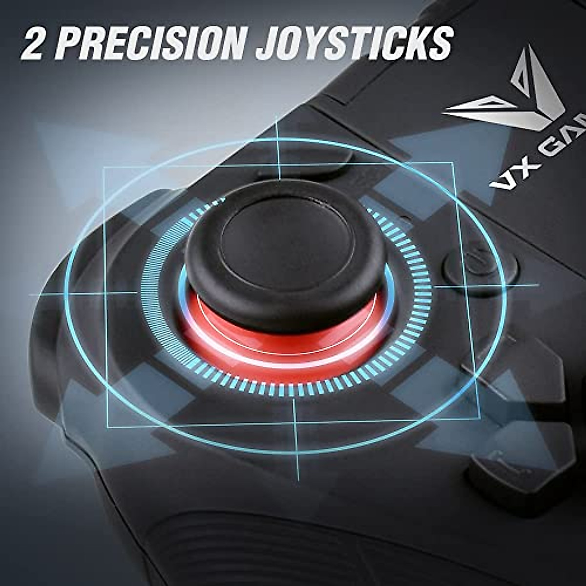 Volkano VX Gaming Bluetooth Contoller w/Phone Holder, Functional D-Pad, 2 Analog Sticks, 10 Action Buttons 10-Hr Playtime, Compatible w/VR Headset Android iOS Windows XP [Black/Red] - Command Series