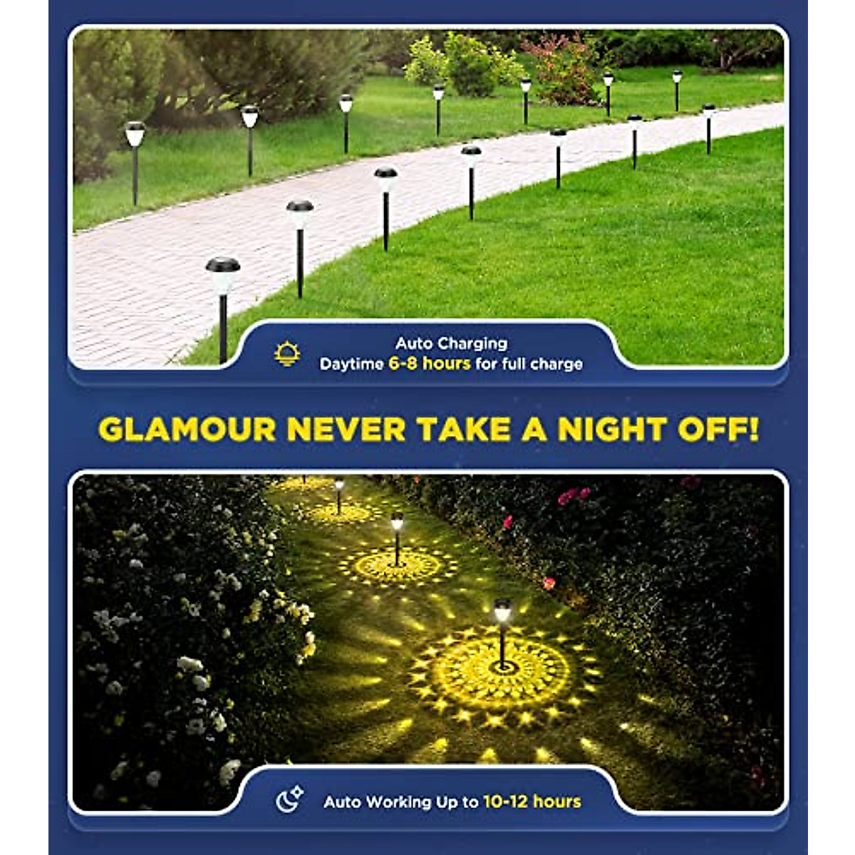 ornesign Ultra Bright Solar Outdoor Lights Decorative 10 Pack, 100% Faster Charge Solar Pathway Garden Lights Up to 12H Auto On/Off, Solar Lights Outdoor Waterproof for Walkway Yard Lawn