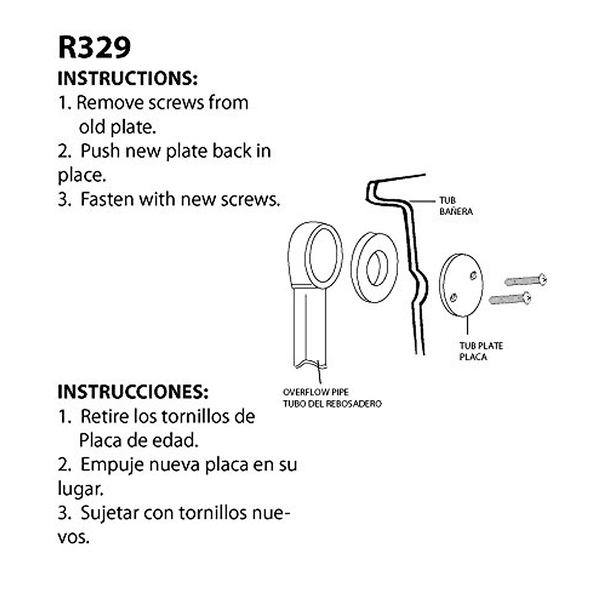 Westbrass R329-62 3-1/8" Two-Hole Bathtub Overflow Faceplate and Screws, 1-Pack, Matte Black