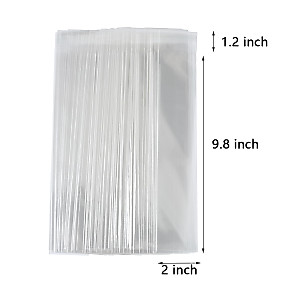 COOLAKE Pretzel Bags 2x9.8 Inch 200 Pcs, Clear Self Sealing Cellophane Bags, Pretzel Rods Individual Bags, Self Adhesive Sealing Treat Bags, for Chocolate, Bakery, Cookies,Candies