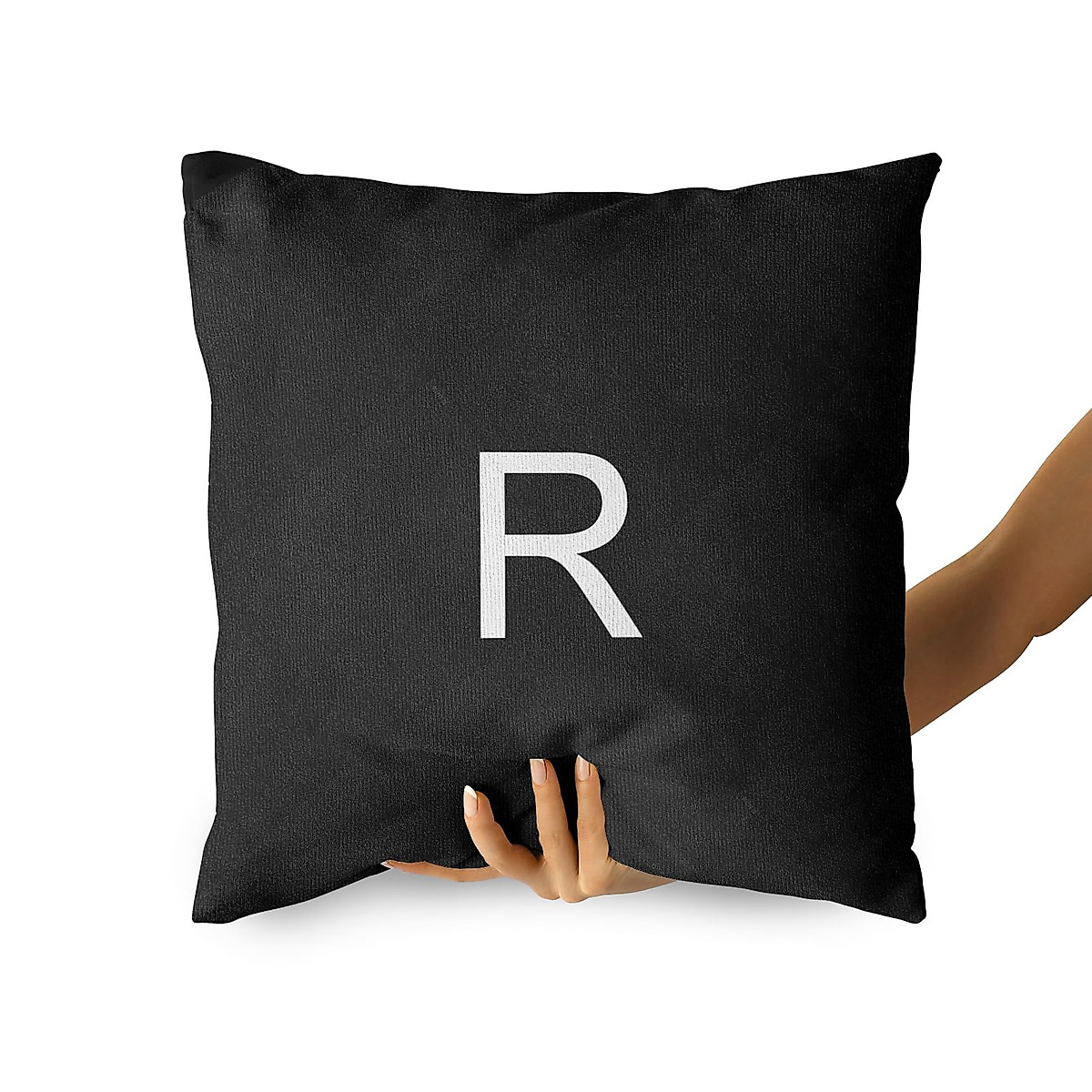 Snycler Black Pillow Cover Set of 2 Throw Pillow Case English Alphabet R 18x18 Inch Soft Throw Pillow Case Modern Cushion Cover Square Pillowcase Decoration for Sofa Bed Chair Car