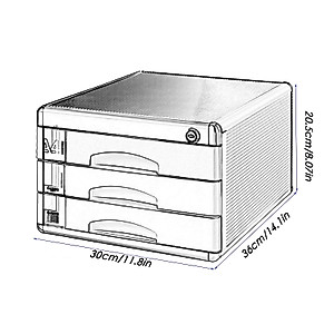 LEYT Flat File Cabinet Storage, Desktop Drawer Cabinet, 3 Drawers Aluminum Alloy Storage Drawers Desk Storage, A4 Office Box with Lock.