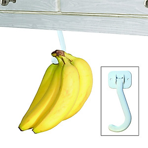 Gadjit Banana Hook/Hanger (White) - Under Cabinet Hook to Hang a Bunch of Bananas. Folds Up Out of Sight When Not in Use. Mounting Adhesive Included. Hanging Bananas Prevents Bruising