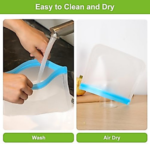 Moretoes 14 Pack Reusable Ziploc Bags, Stasher Silicone Reusable Storage Bag for Lunch Salad Fruit (4 Gallon Freezer Bags+5 Sandwich Bags+5 Leakproof Snack Bags)