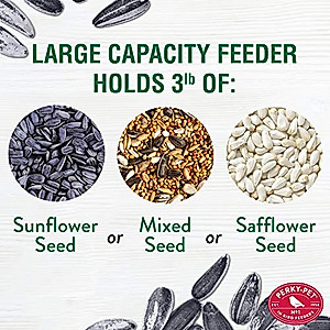 Perky-Pet 333-1SR Squirrel-Be-Gone Max Large Wild Bird Feeder with Flexports, Squirrel Proof Bird Feeder with Weight-Activated Perches - 3LB Seed Capacity