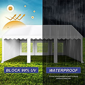 PHI VILLA 20'x16' Outdoor Heavy Duty Party Tent Large Commercial Canopy Wedding Event Shelter with Removable Sidewalls & 3 Storage Bags for Patio Outdoor Garden Events, White