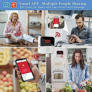 Caregiver Pager Wireless, Shinmax WiFi Smart APP Nurse Emergency Life Alert System Call Button for Elderly/Home/Patients/Disabled/School 1 Receiver+2 SOS Call Buttons (2.4GHz Wi-Fi Only)