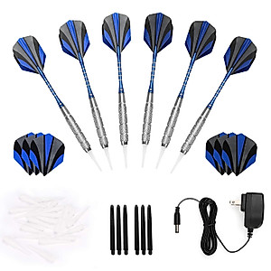 Biange Electronic Dart Board, Digital Soft Tip Dart Boards, Dartboard Set 13.5” Target Area, 27 Games and 243 Variants with 12PCS 18g Darts, 4 LED Displays, 100 Tips, Flights, Support 16 Players