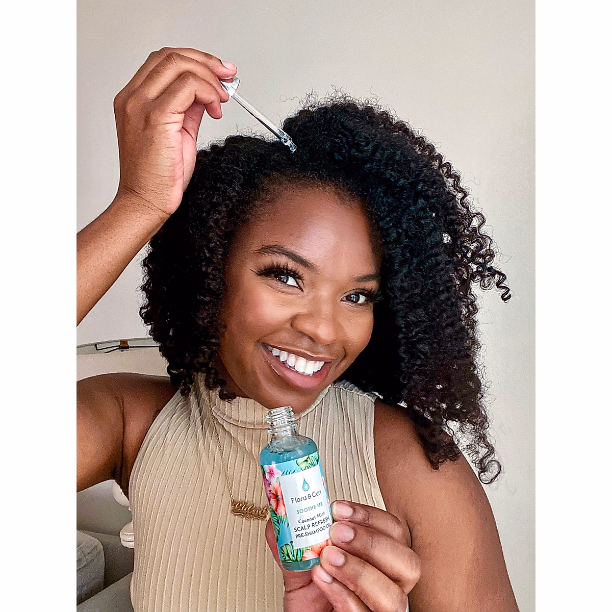 Flora & Curl Coconut Mint Scalp Refresh Pre-Shampoo Dry Scalp Oil | Itchy Scalp Treatment for Curls | Pre-Wash Scalp Oil for Itchy Scalp & Dandruff
