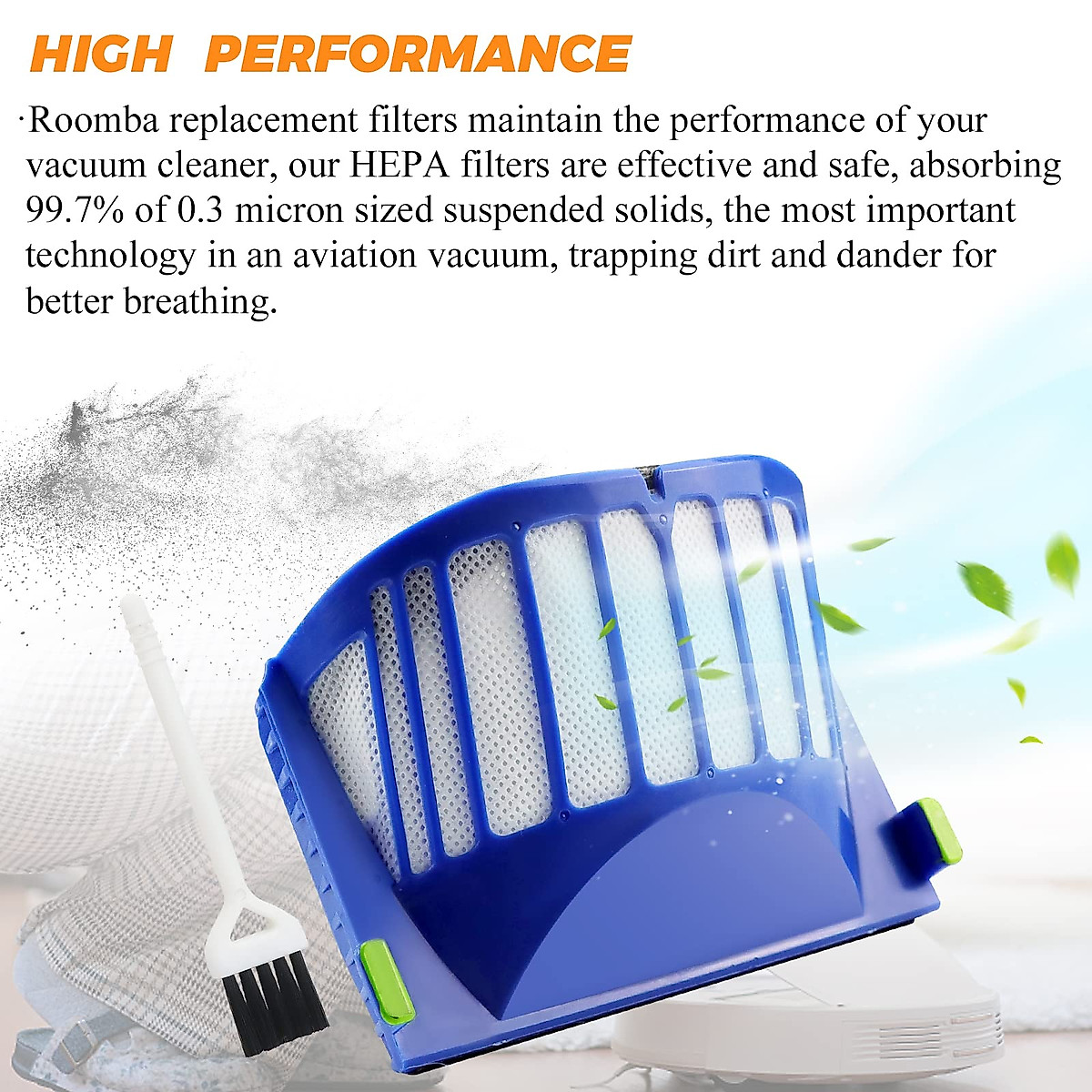 10 Pack Aero Vac Filter by Blutoget - Compatible for iRobot Roomba 500 & 600 Series 536 550 551 595 614 620 630 645 650 655 660 665 670 675 677 680 685 690 Vacuum Cleaner Accessories,with a brush