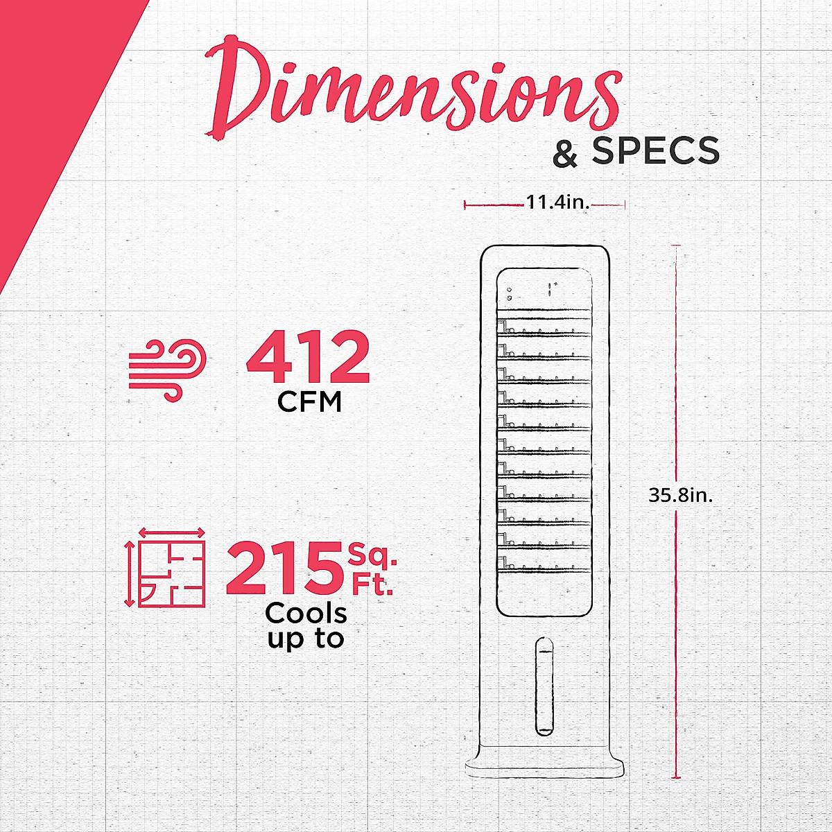 Newair Evaporative Cooler 412 CFM 215 sq. ft. Portable Freestanding Home Air Cooler 3 Fan Speeds Dual Direction Oscillation White Evap Cooler