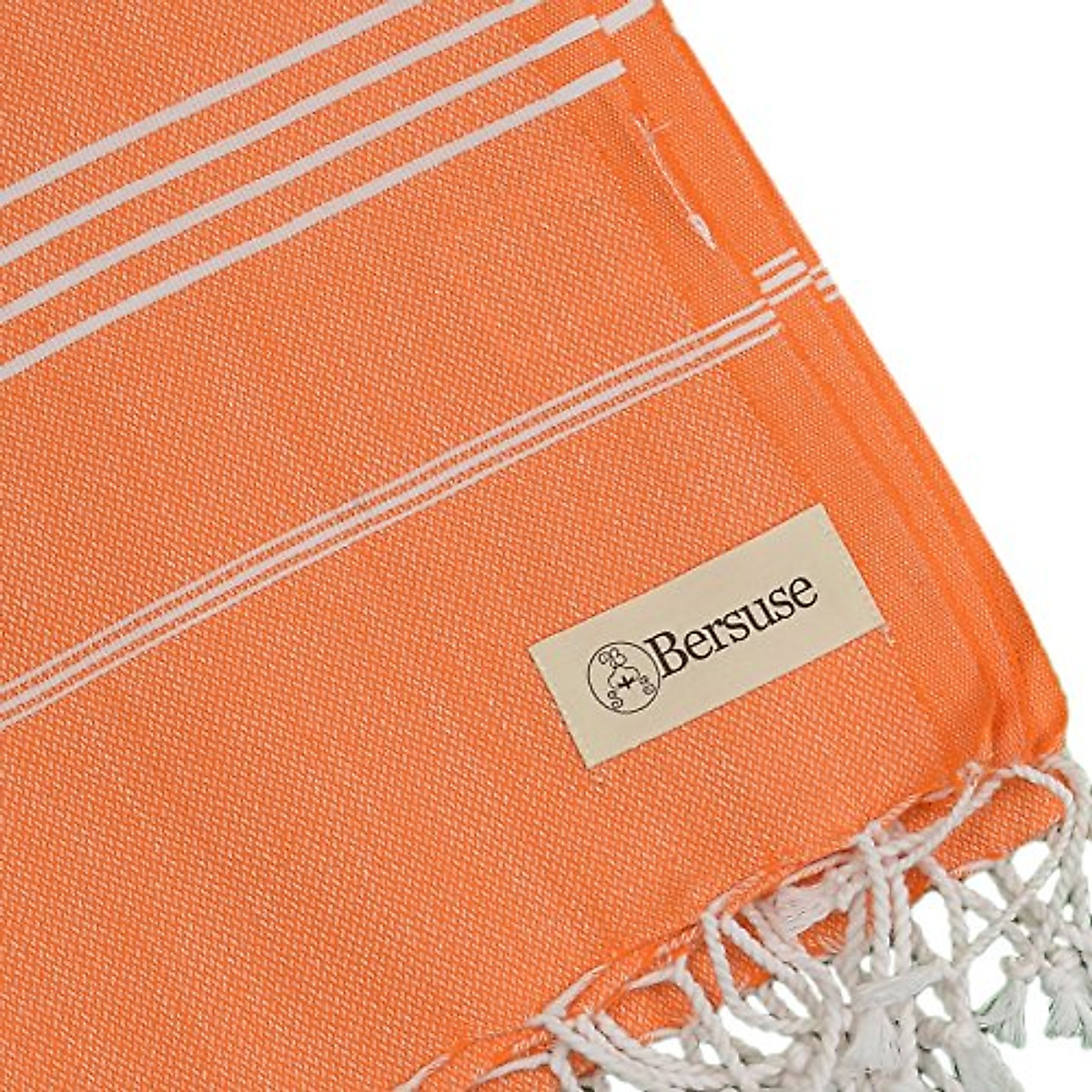 Bersuse 100% Cotton - Anatolia XL Throw Blanket Turkish Towel - 61 x 82 Inches, Orange
