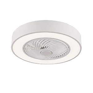 Ceiling Fan with Light Kit,22 Inch Modern LED Remote Control Semi Flush Mount Fandelier with Invisible Acrylic Blades,3 Colors 3 Speeds Changing,Enclosed Low Profile Fan (White)