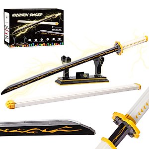 Demon Slayer Swords Building Set, 39in Zenitsu Sword Building Block with Scabbard and Stand, Katana Demon Slayer Gift for Boy, 956 Pcs