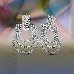 Badgley Mischka Rhinestone Door Knocker Clip On Earrings for Women