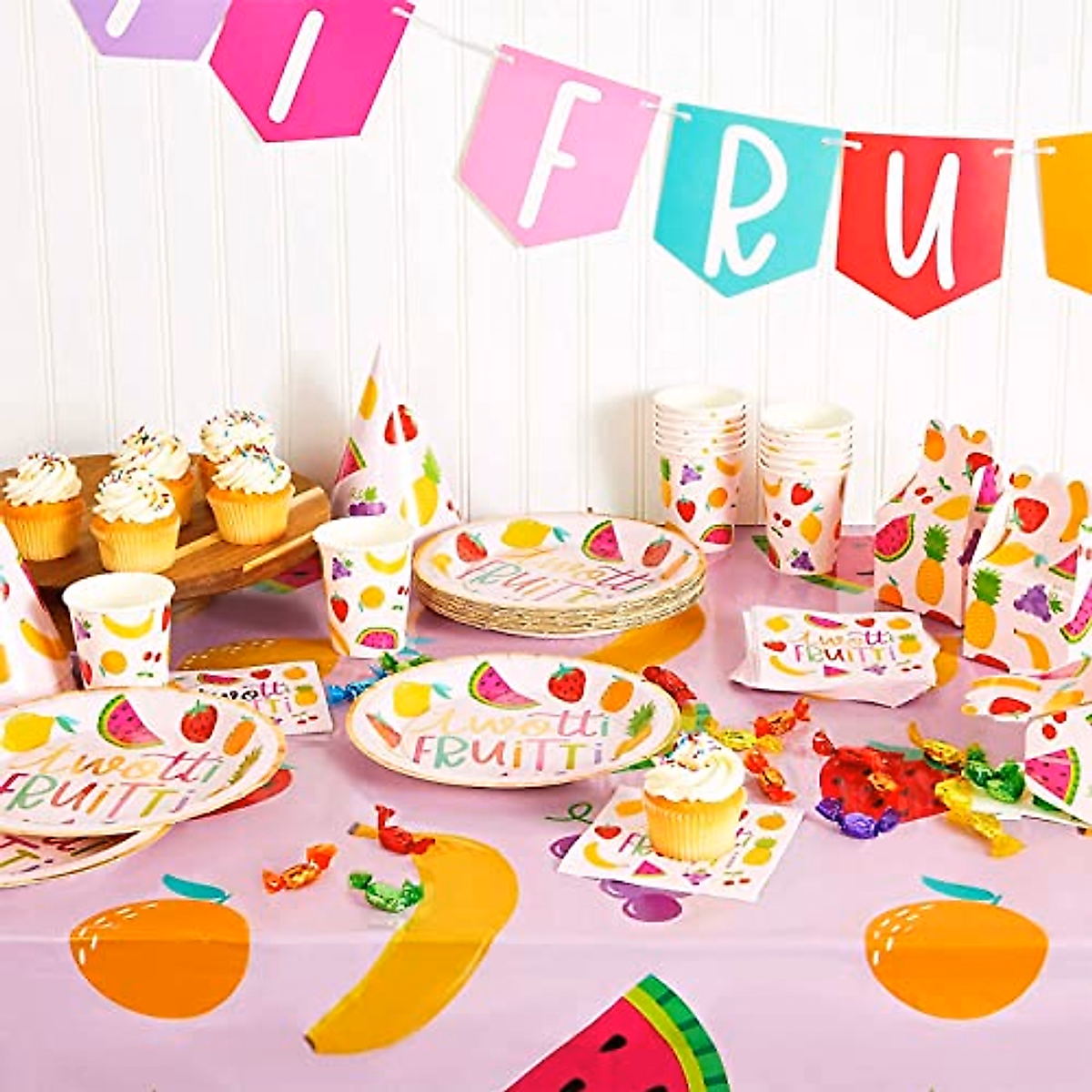 Tablecloth for Two-tti Frutti 2nd Birthday Party Decorations (Pink, 54 x 108 in, 3 Pack)