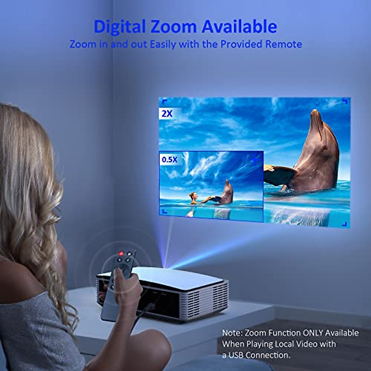 NexiGo PJ30 Outdoor Projector, 450 ANSI Lumens, Native 1080P, Dolby_Sound Support, Movie Projector with WiFi and Bluetooth 5.1, Compatible w/TV Stick,iOS,Android,Laptop,Console