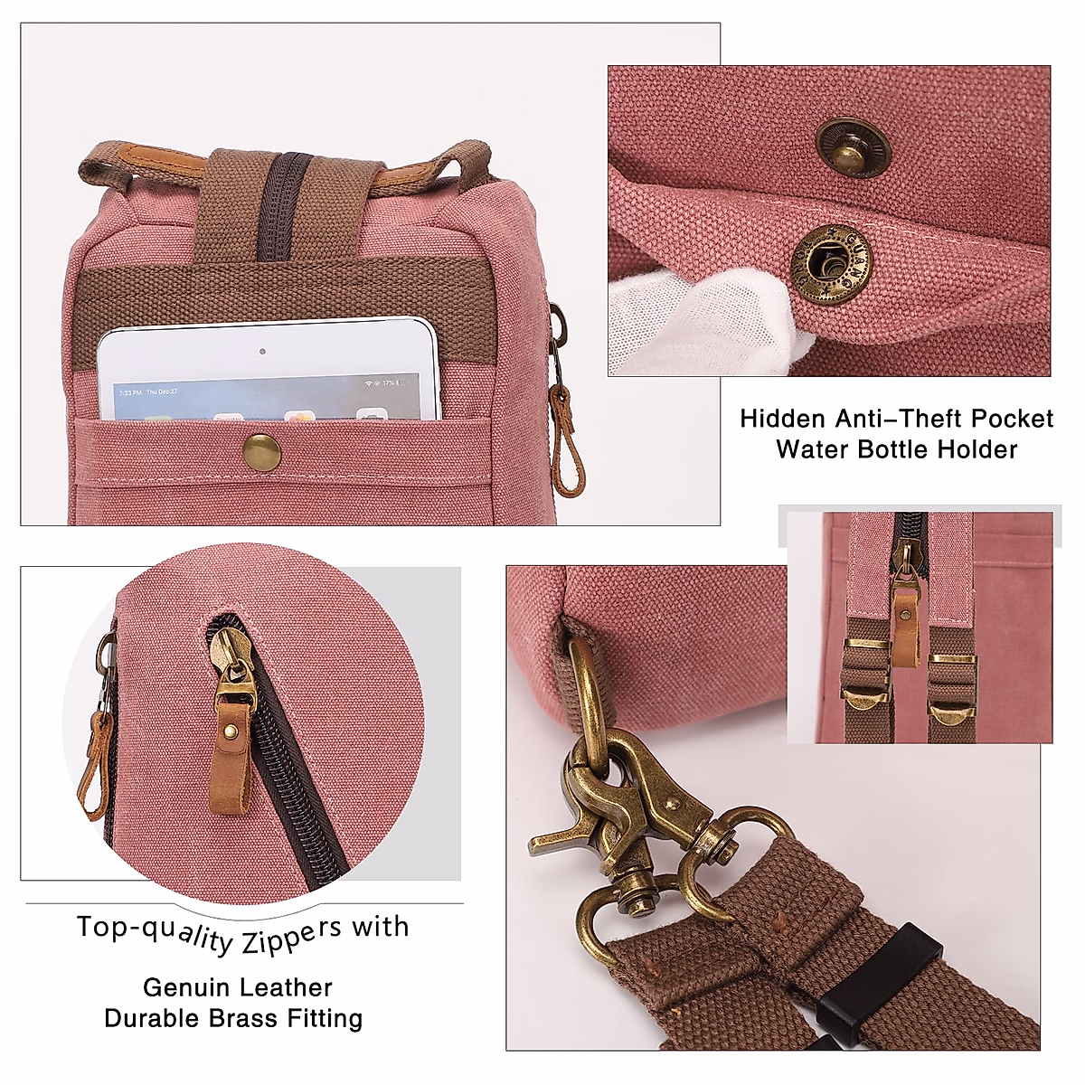 KL928 Canvas Sling Bag - Small Crossbody Backpack Shoulder Casual Daypack Rucksack for Men Women