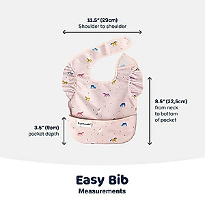 Tiny Twinkle Mess-Proof Baby Bib - Waterproof Bib for Baby Girl - Machine Washable - Adjustable Closure - PVC, BPA, & Phthalate Free - Great for Travel - Baby Food Bibs (3 Pack, Boho, Unicorn)