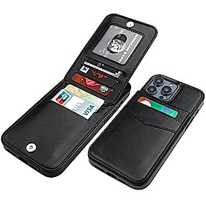 KIHUWEY Compatible with iPhone 14 Pro Max Case Wallet with Credit Card Holder, Flip Premium Leather Magnetic Clasp Kickstand Heavy Duty Protective Cover for iPhone 14 Pro Max 6.7 Inch (Black)