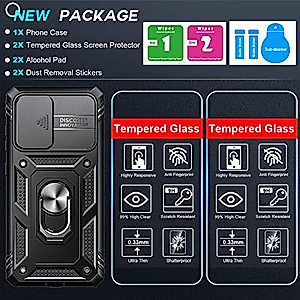 LeYi for Samsung Galaxy S20 FE 5G Case with Slide Camera Cover + [2 Packs] Tempered Glass Screen Protector, Military-Grade Phone Case with Kickstand, Black [NOT FIT S20]