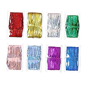 VOSAREA 1 Pack 2 Sets Foil Fringe Curtains Background rain Curtain Fringe Curtain Backdrop Gold foil Curtain Glitter Curtains Tassel Trim Party rain Curtain rain Curtain Background Metal