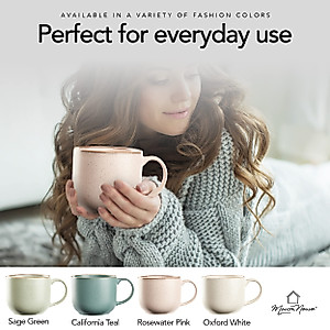 Maison Neuve 4-Piece Stoneware Mug Set, 16oz - Rosewater Pink, Microwave & Dishwasher Safe