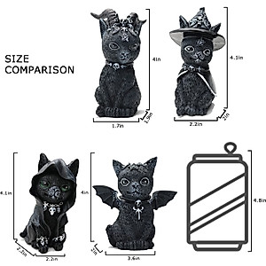 Kilyparty 4PCS Set Cats Garden Decor Cat Gnome Statues for Outdoor Halloween Cat Figurine Cat Lover Idea Cute Cat homedecor Waterproof Figurines Lawn Ornaments