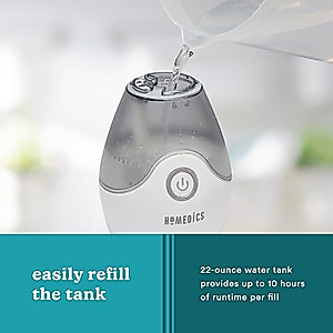 Homedics TotalComfort Ultrasonic Personal Humidifier – Small Portable Air Humidifiers for Bedroom, Plants, Office, Travel – Ultra Quiet 22oz Cool Mist Humidifiers, White