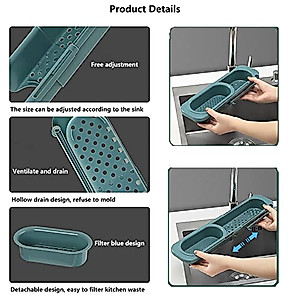 Zdrudhs Kitchen Drain Rack Telescopic Sink Rack Shelf Sponge Drain Dishwashing Cloth Expandable Storage Basket Holder (A)