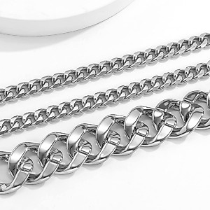 Wiwpar Boho Layered Chunky Bracelets Fashion Layered Link Chain Bracelets Set Adjustable for Women Girls (Silver)