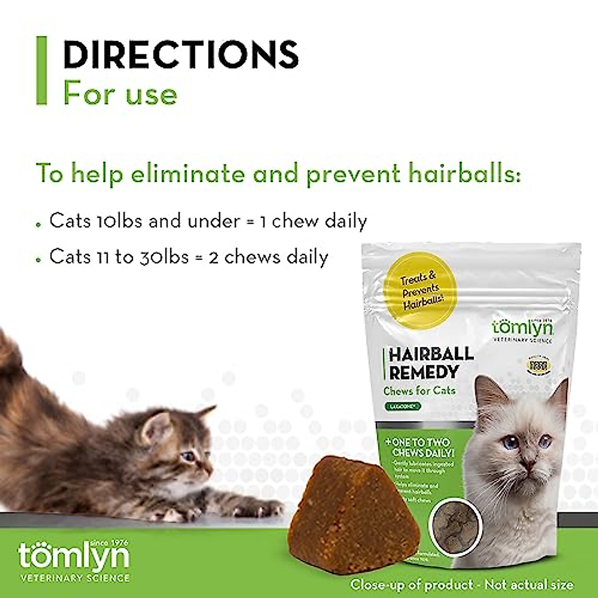 Tomlyn Laxatone Chicken-Flavor Hairball Remedy Chews for Cats and Kittens, 2-Pack