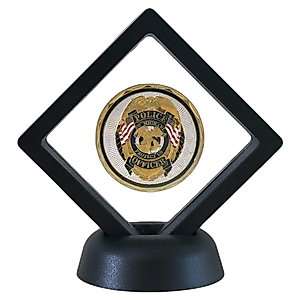 SH Challenge Coin Display Frame, 3D Floating Display Case Stand Holder, Medallion Medal Specimen Military Coin Clear Box (Black)
