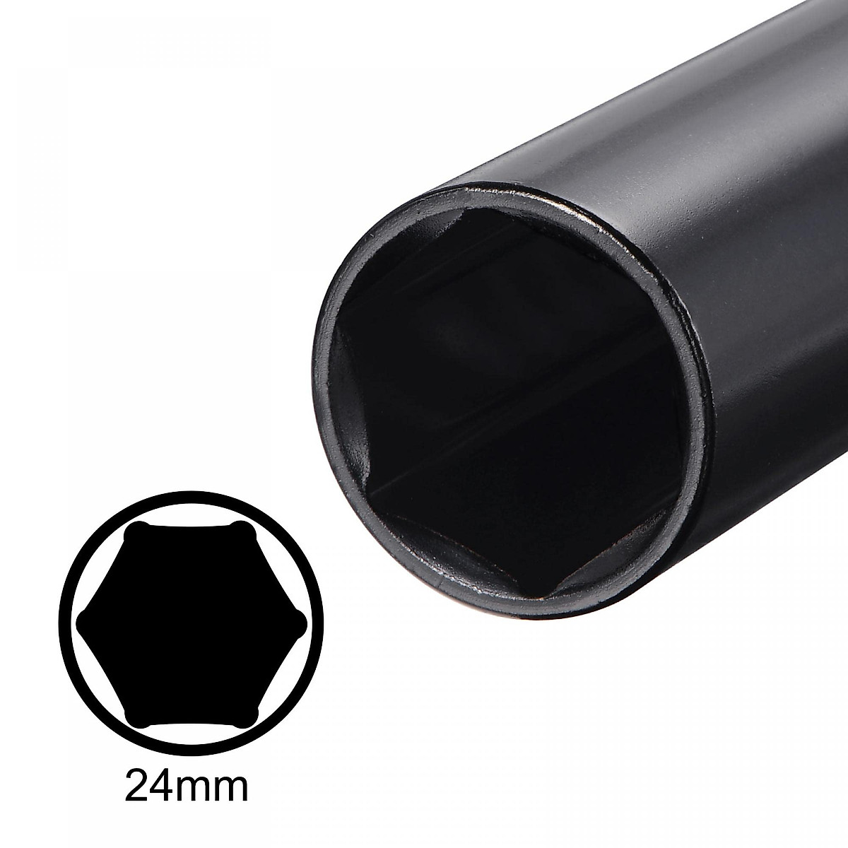 uxcell 1/2" Drive by 24mm Deep Impact Socket, Heat-Treated CR-V Steel 8" Length, 6-Point Metric Sizes