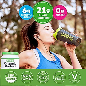 Orgain Organic Vegan Protein Powder, Creamy Chocolate Fudge - 21g of Plant Based Protein, Low Net Carbs, Non Dairy, Gluten Free, Lactose Free, No Sugar Added, Soy Free, Kosher, 1.02 Pound