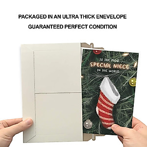 Prime Greetings Christmas Card For Niece, Made in America, Eco-Friendly, Thick Card Stock with Premium Envelope 5in x 7.75in, Packaged in Protective Mailer