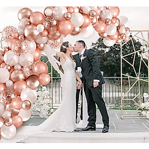 140PCS Rose Gold Garland Balloons Rose Gold Chrome Ballons Arch Kit with Confetti Balloon for Baby Shower Birthday Wedding Bachelorette Party Decor