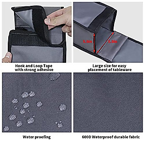 YUJHON Grill Utensil Accessory Storage Bag Grey Waterproof BBQ Tool Storage Bags Grill Tools Foldable Barbecue Appliance Bracket Bag for Camping Hiking Barbecue（2 Pack）