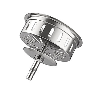 KONE Kitchen Sink Stopper Strainer Replacement for Standard 3-1/2 Inch Spin and Seal Drains with Threaded Stopper Function, Stainless Steel Sink Strainer, Twist Lock Basket Strainer Replacement