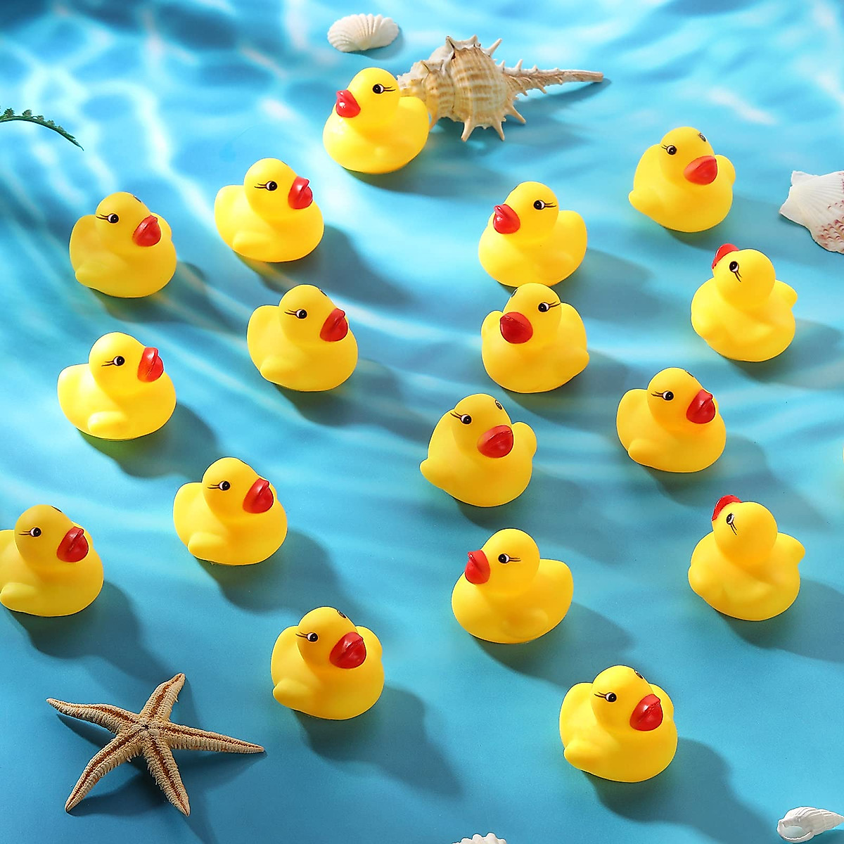 100 PCS Mini Rubber Duck Float Ducks Ribbon Bath Ducks Bulk Breast Pancreatic Cancer Mental Health Ducks Bathtub Toys Bulk Rubber Ducks for Cancer Awareness Pool Decorations(Funny,Yellow)